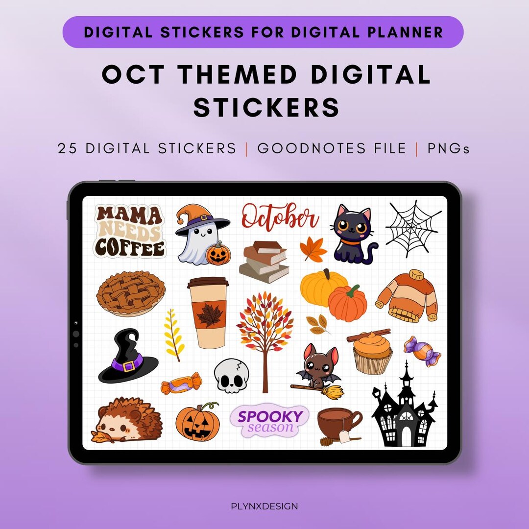 October Digital Stickers, October Themed Digital Stickers, Digital ...