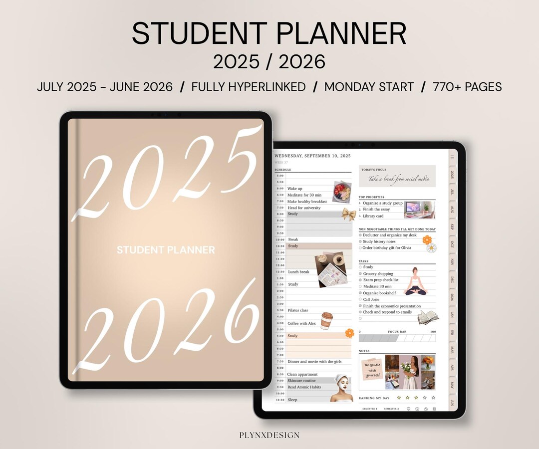 Digital Student Planner, Digital Planner, Beige Digital Planner, 2025 ...