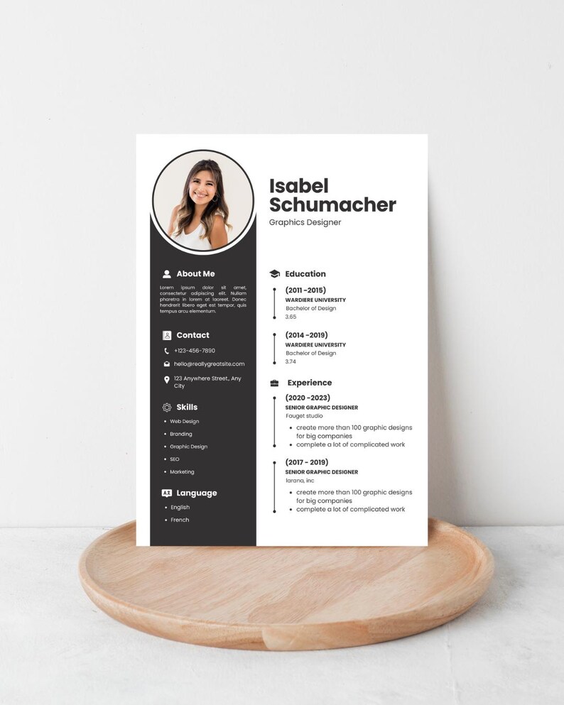 Graphics Designer Resume Template, Modern CV for Creatives, Editable ...