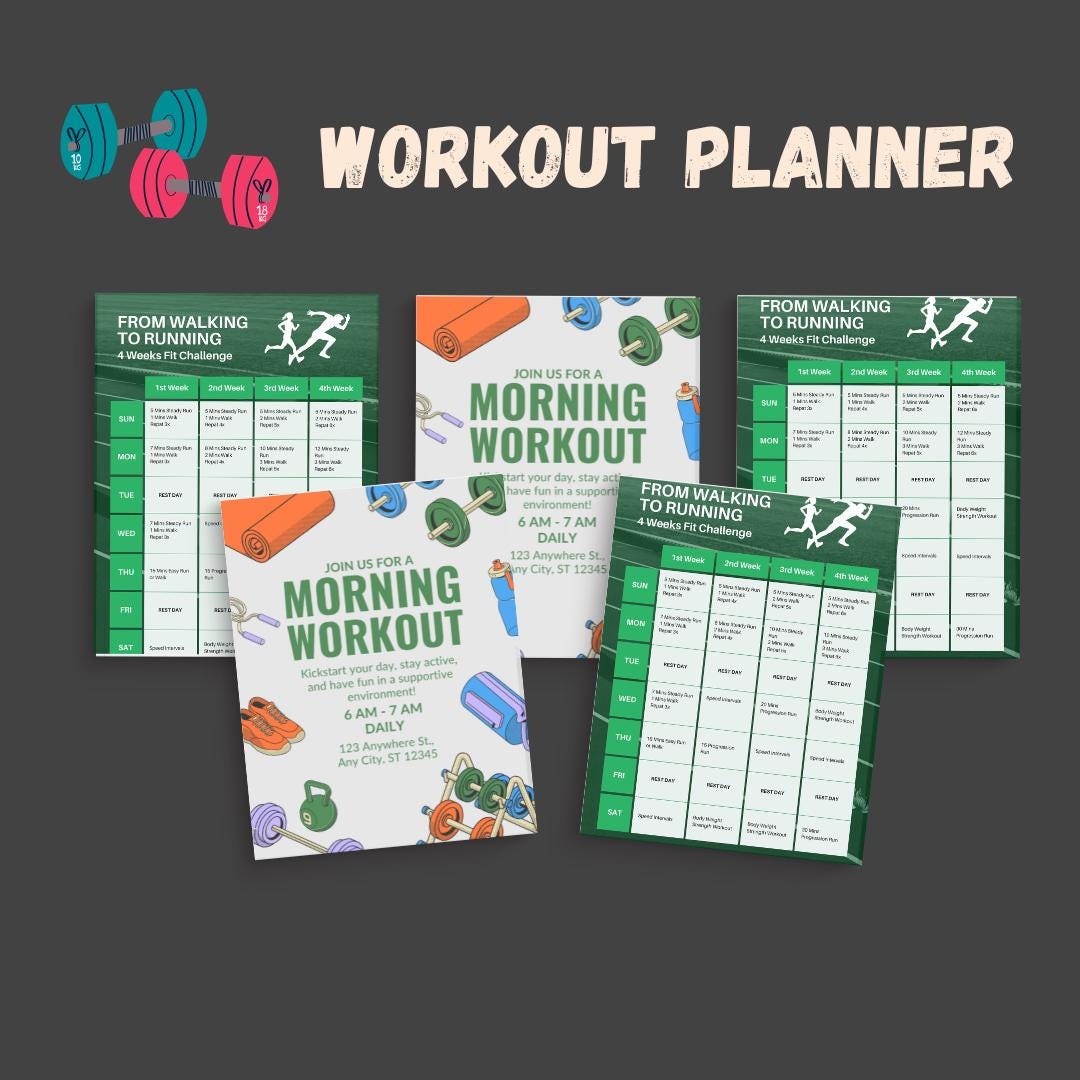 Workout Planner Printable, Fitness Tracker, Goal Setting Planner, Gym ...