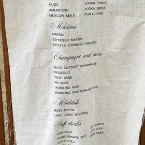 Custom Wedding Linen Bar Menu - Etsy
