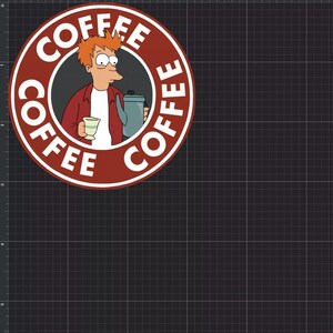 Futurama Fry Starbucks Coffee Custom Funny Vinyl Sticker “I Need Coffee ...