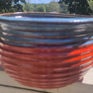 Red and Blue Glazed Planter Flower Pot - Etsy