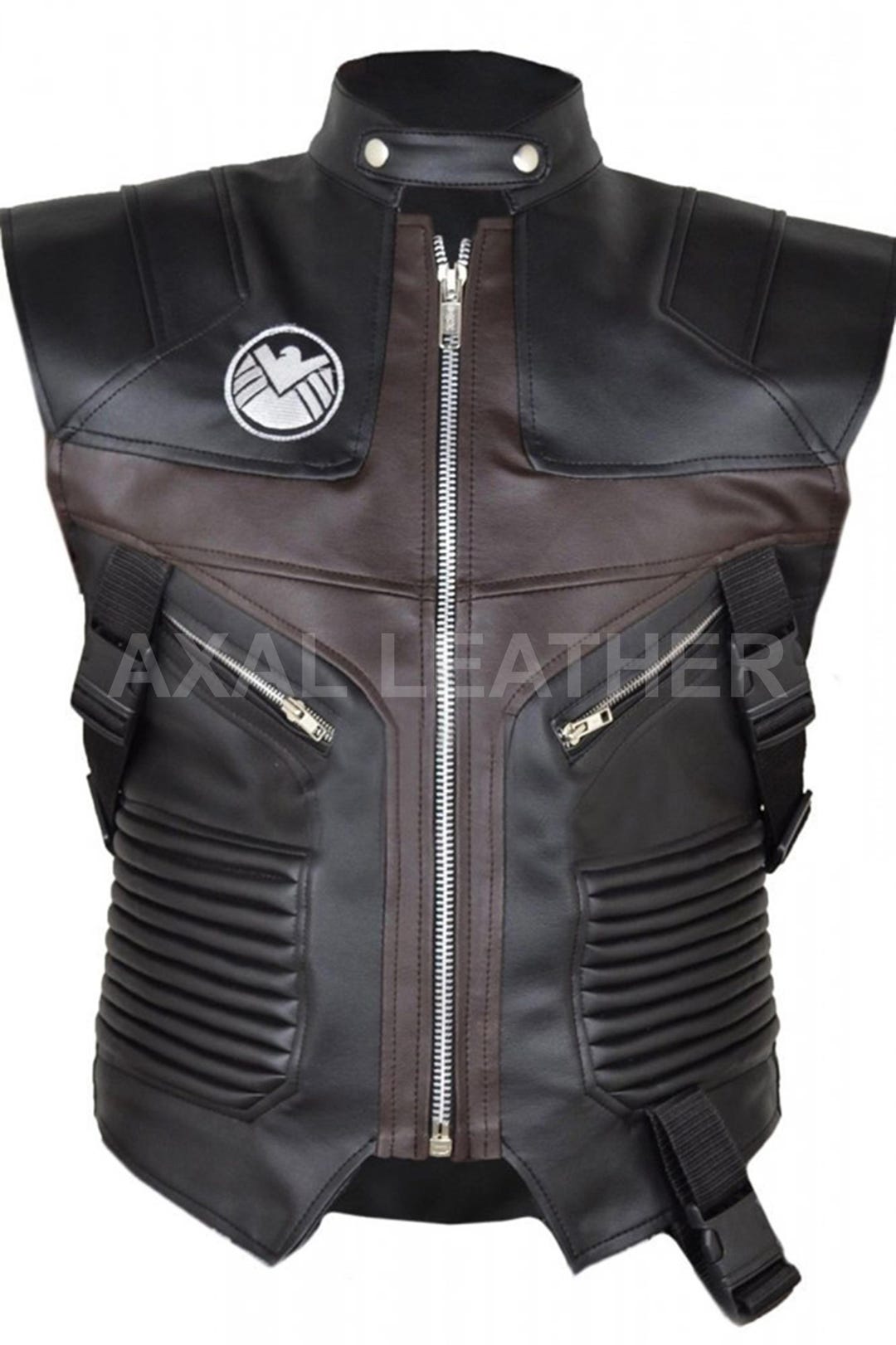 The Hawkeye Military Cosplay Costume Biker Outfit Party Genuine Leather ...
