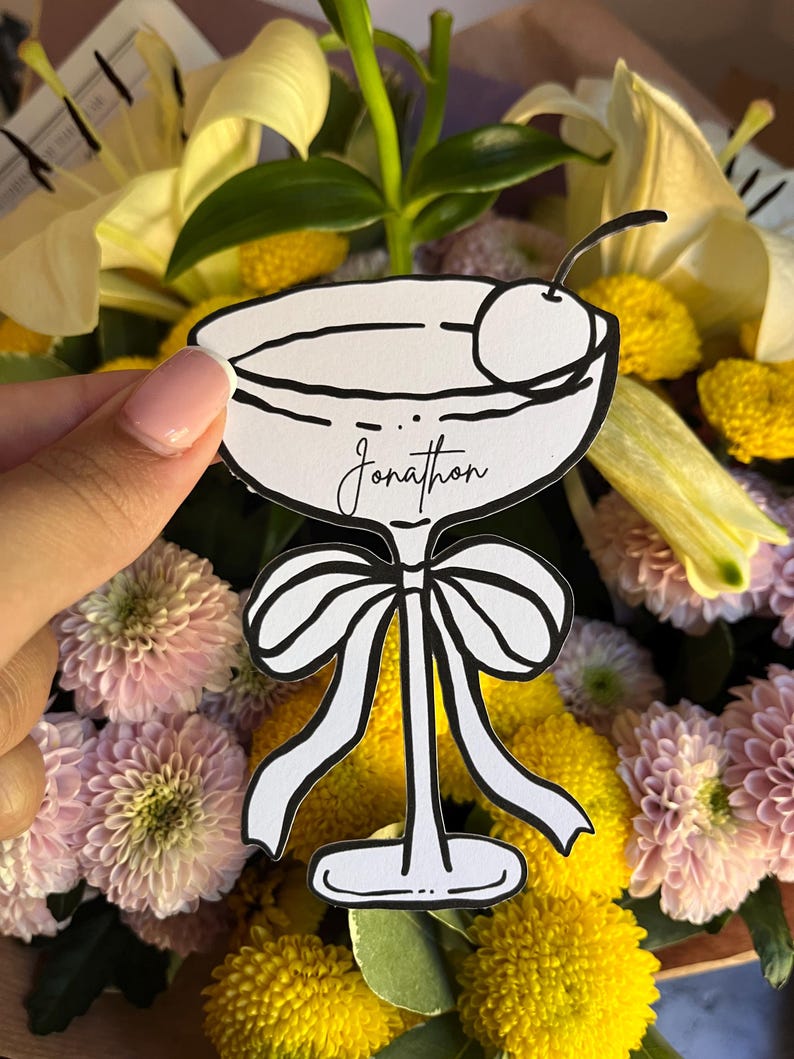 Bow Champagne / Drinks Place Name Cards - Guest Name Cards | Place ...