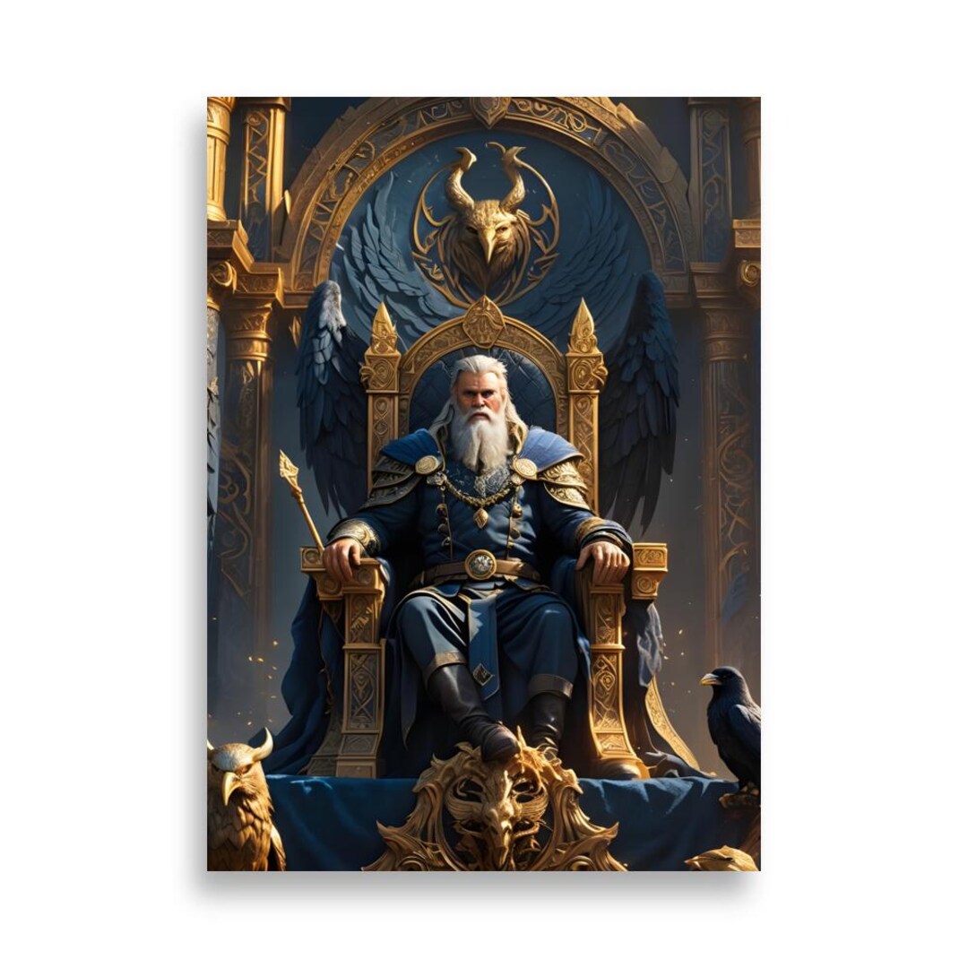 Odin and His Ravens Poster Odin on His High Throne Wall Art Print - Etsy