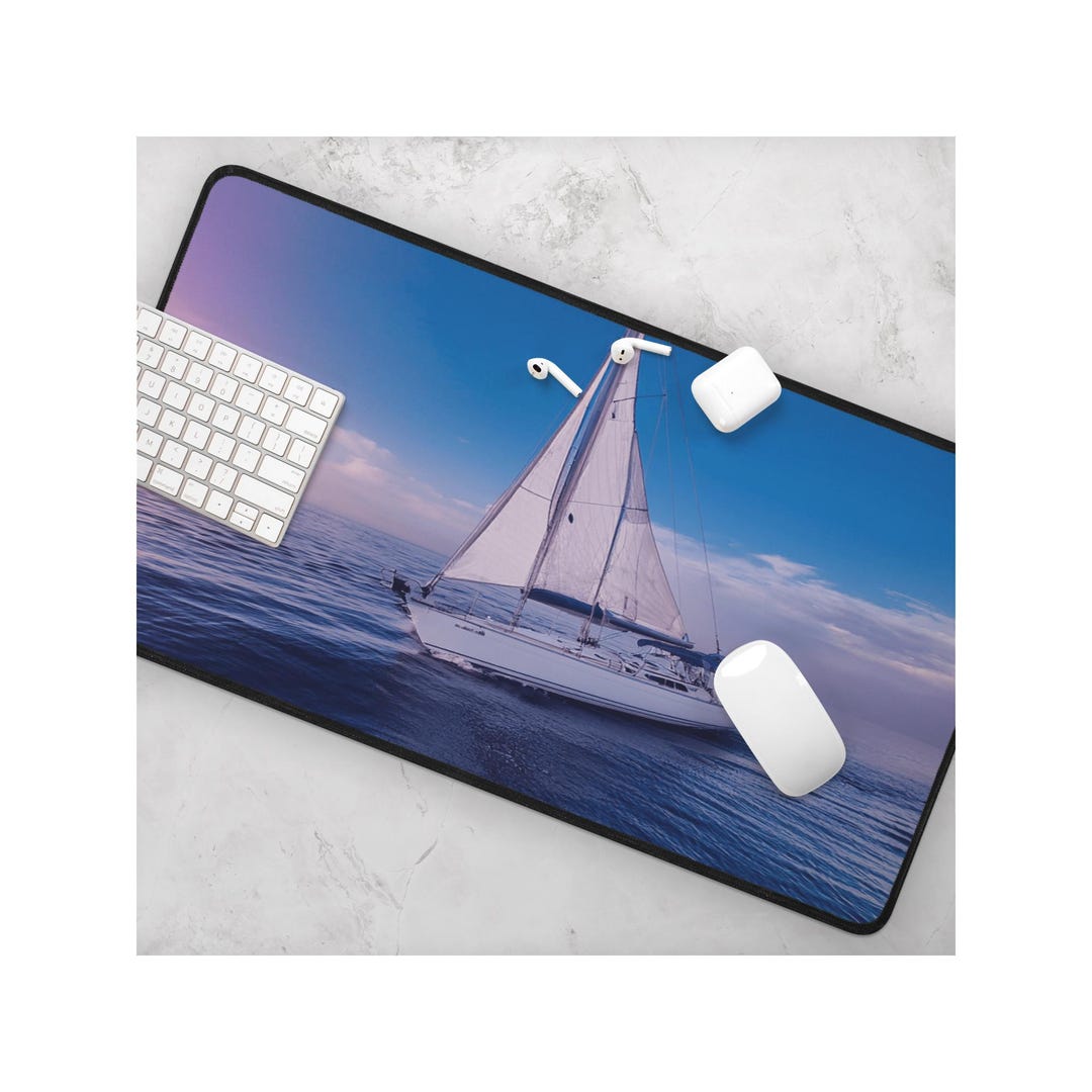 Sailing Desk Mat Premium Sail Boat Yachting Sailing Ocean Scene Large ...