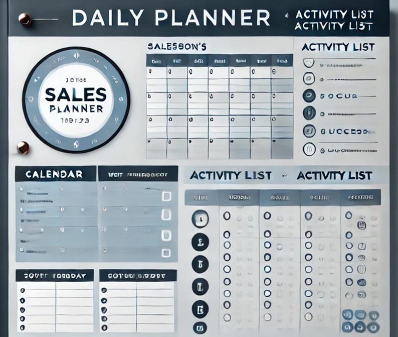 Sales Daily Planner Automotive Salesperson Planner Productivity Planner ...