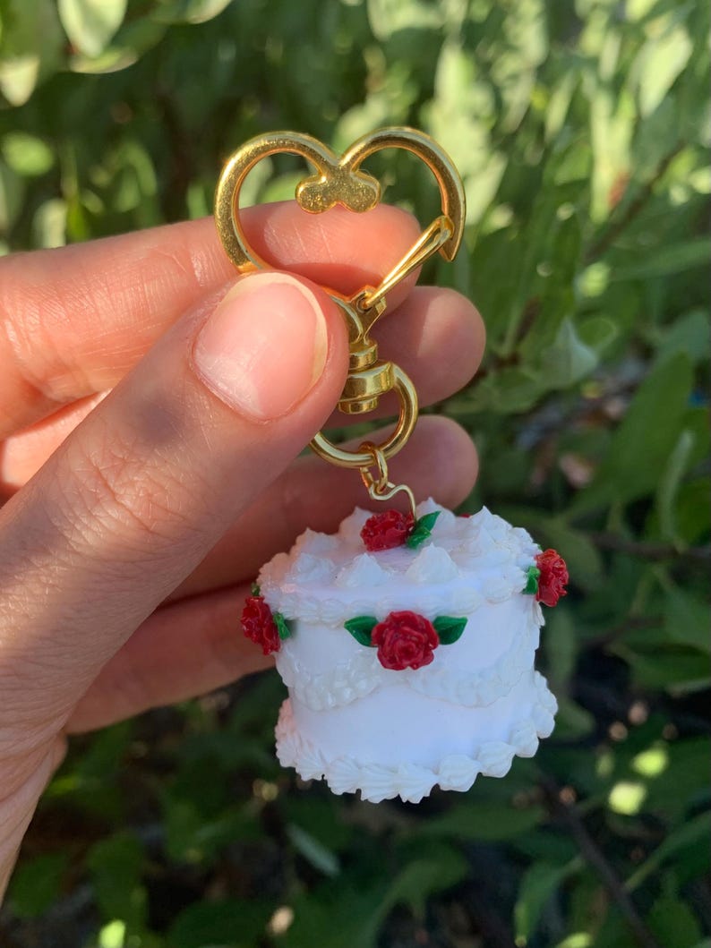 Miniature Clay Cake Charm With Gold Keychain - Etsy