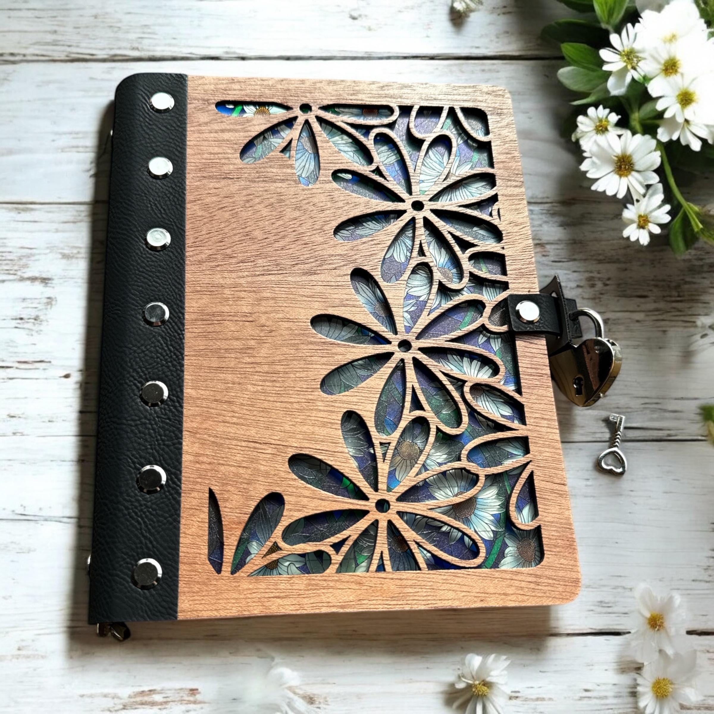 Personalized Wooden Heart Lock Diary, Refillable A5 Journal With ...