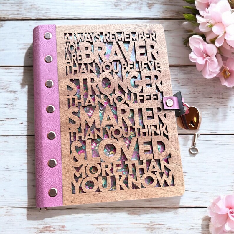Personalized Wooden Heart Lock Diary, Refillable A5 Journal With ...