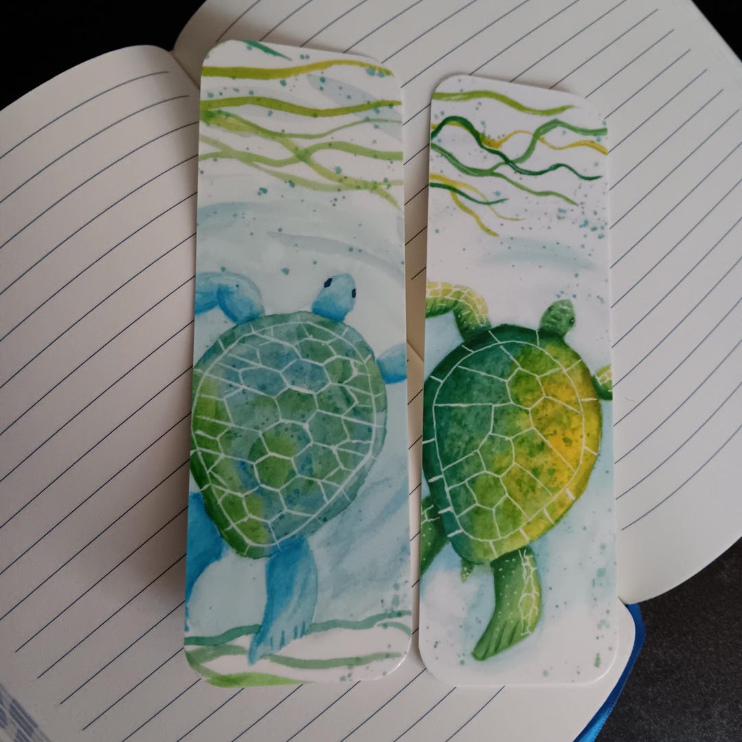 Sea Turtle Bookmark Set – Watercolor Ocean Animal Bookmark, Gift for ...