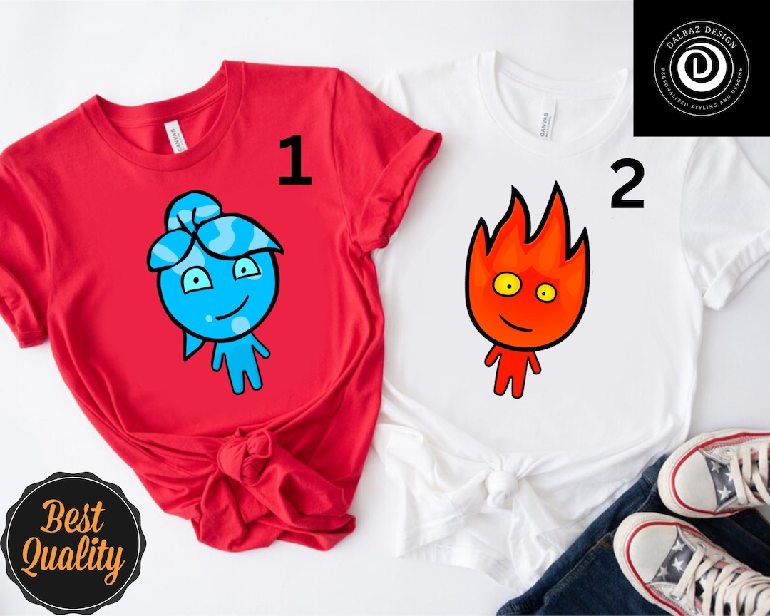 Fireboy and Watergirl T-shirt Cute Couples Matching Tees Siblings Fire ...
