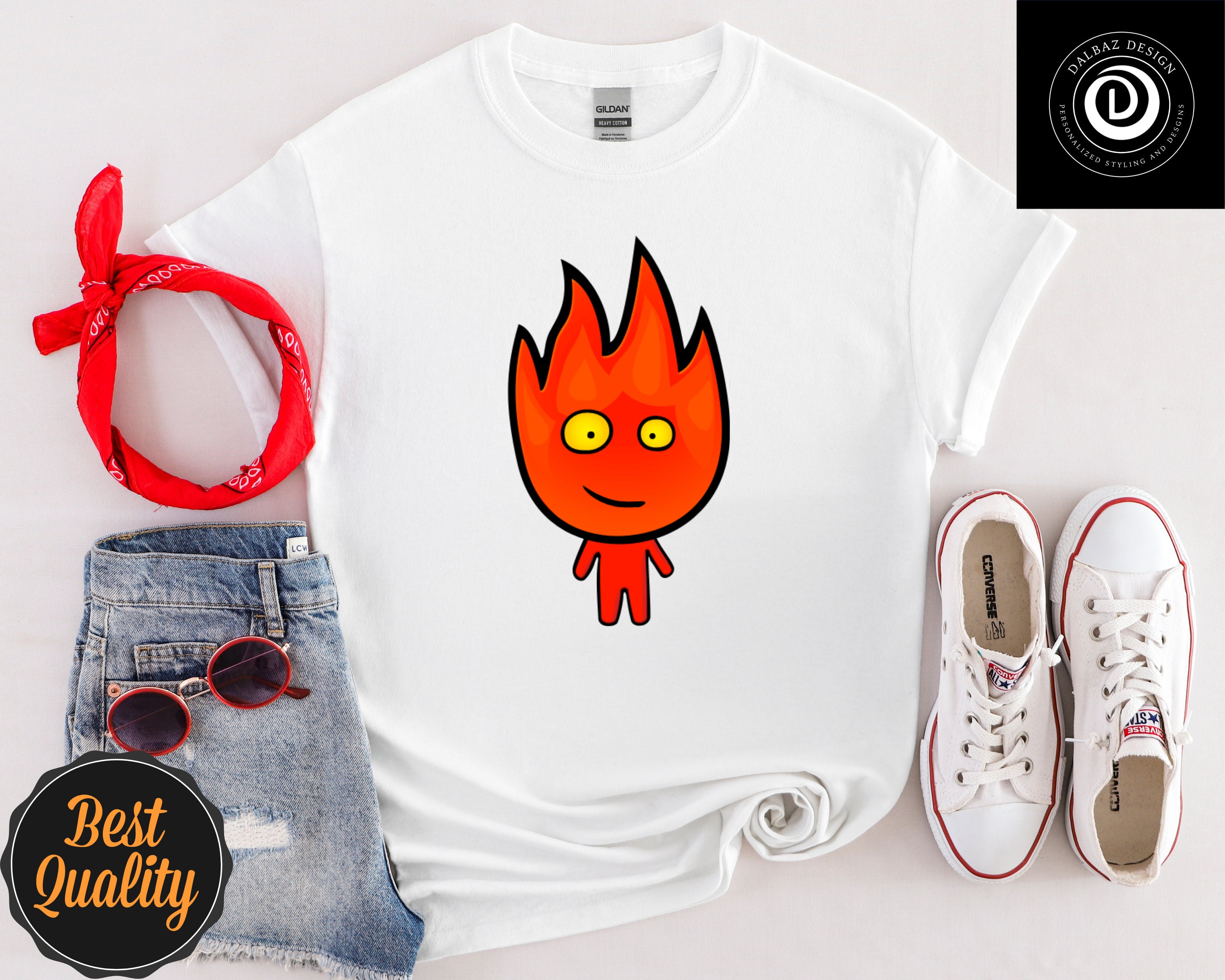 Fireboy and Watergirl T-shirt Cute Couples Matching Tees Siblings Fire ...