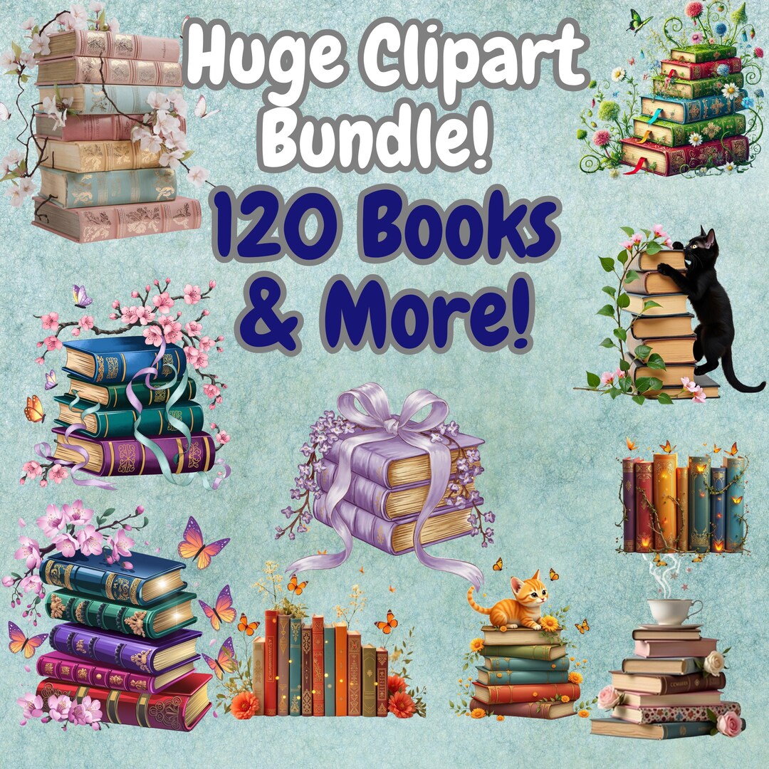 Ultimate Book Clipart Bundle – 170 High-quality Pngs for Reading ...