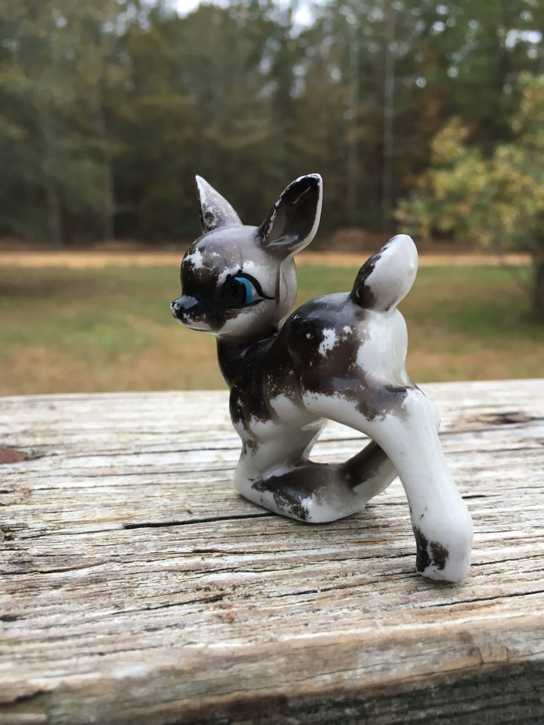 Big Eye Deer Figurine Ceramic Brown Deer Chippy Shabby Fawn Farmhouse ...