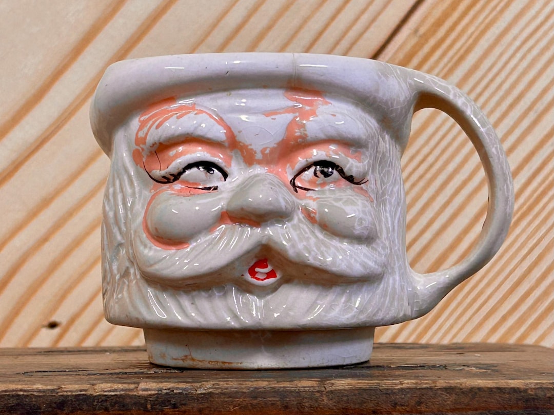 Santa Face Mug Well Loved Vintage Santa Claus Cup Kitschy Shabby ...