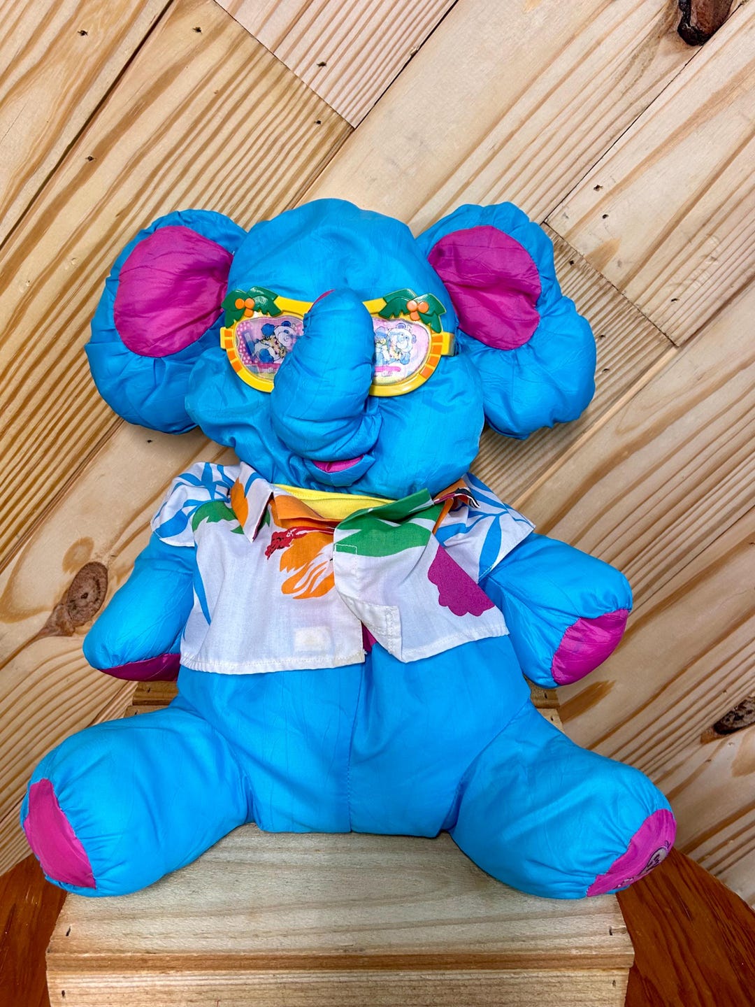 1987 Blue Hawaii Elephant Puffalump Plush Parachute Fabric Wild ...