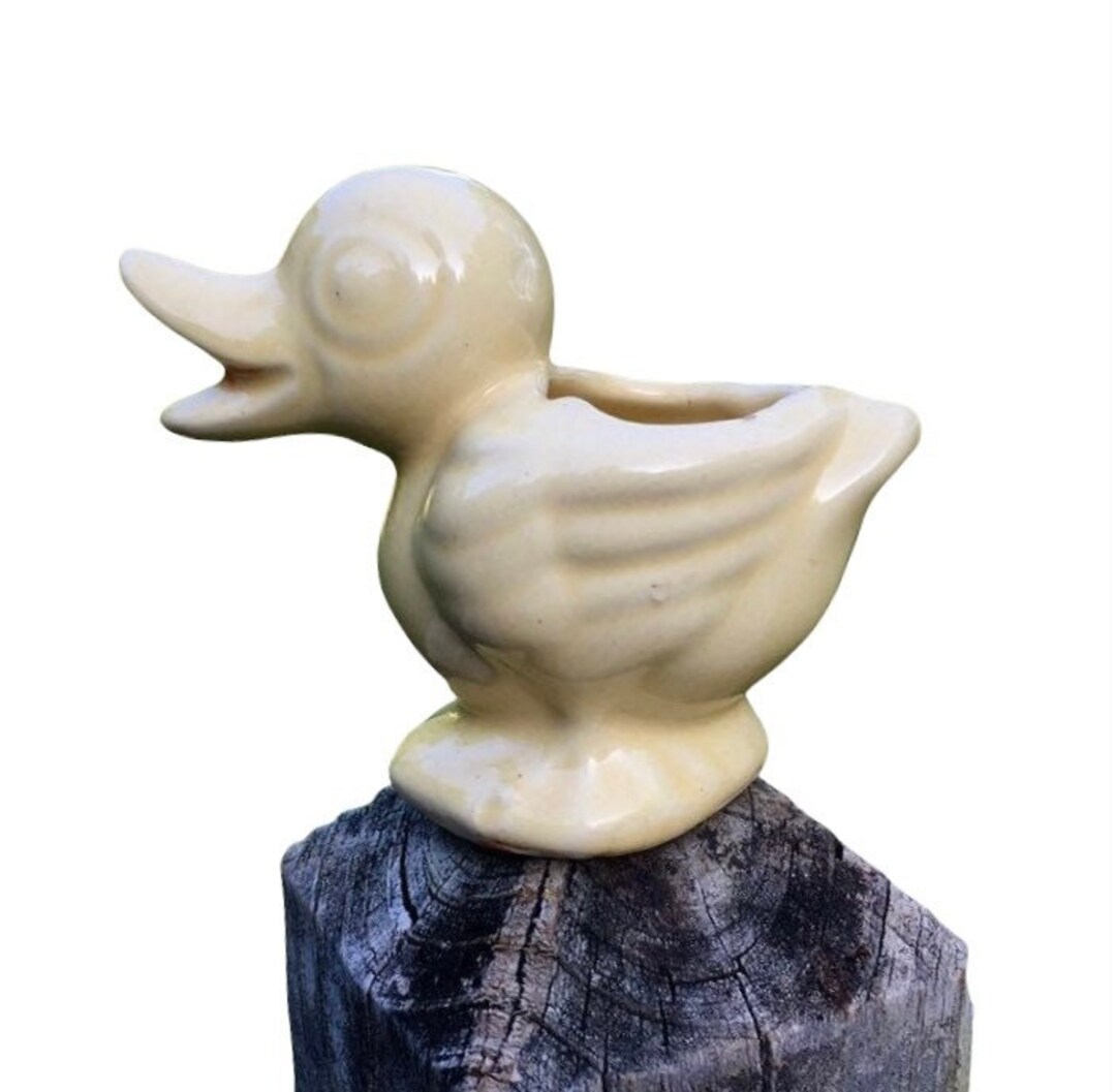 Yellow Duck Planter USA Pottery Planter Succulent Pot Tabletop Duck ...