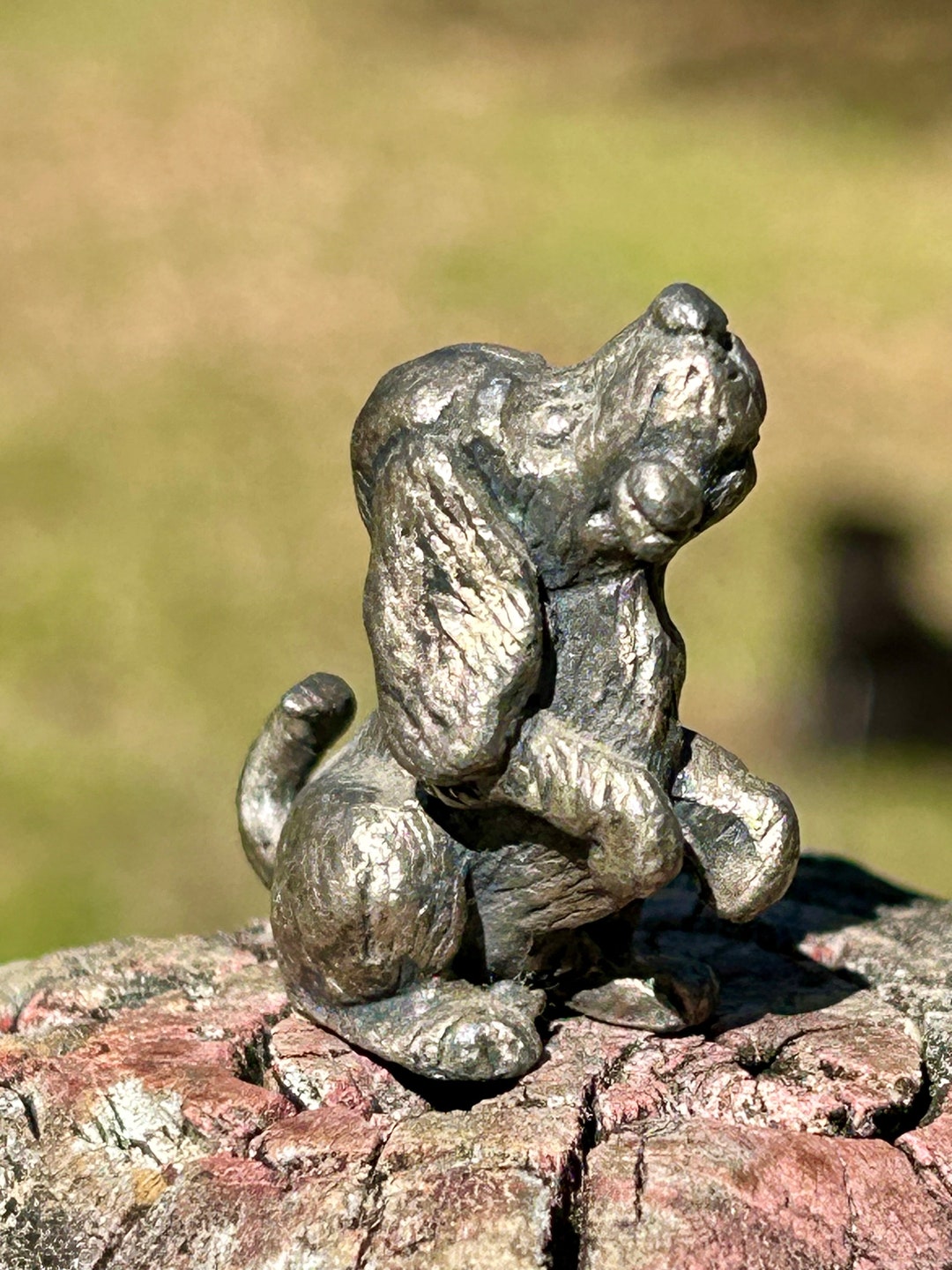 Miniature Pewter Dog With a Bone Figurine Kitsch Shadowbox Hound Dog ...