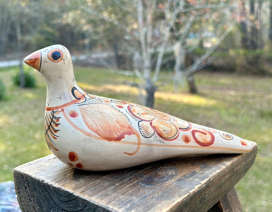 Pottery Dove Bird Figurine Hand Painted Beautiful Colors Tonala Style ...