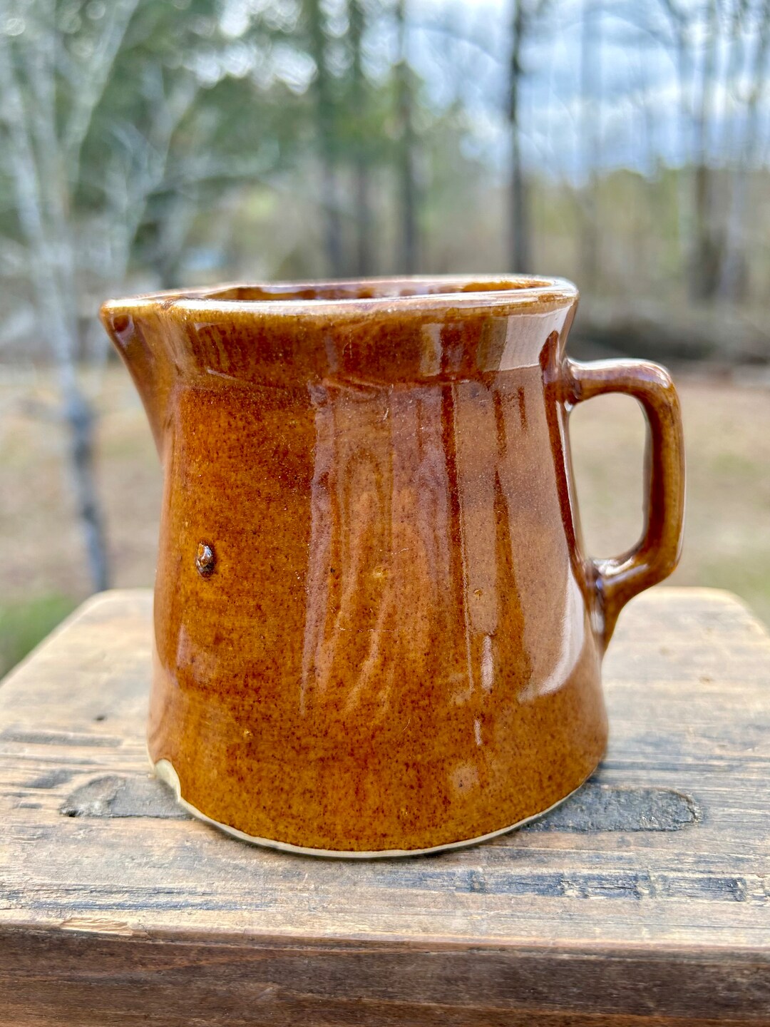 Brown Pottery Creamer Individual Cream Pitcher, Syrup Pitcher Coffee ...