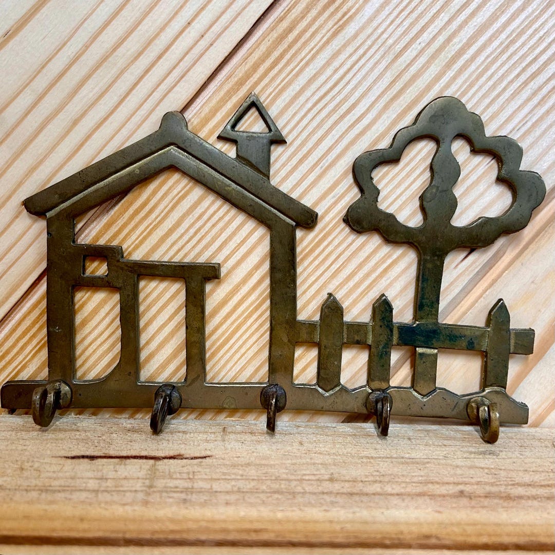 Vintage Brass House Key Organizer Hanging Brass Key Rack Gallery Wall ...