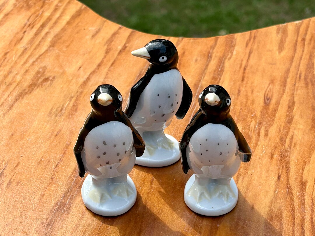 Vintage Penguin Trio Black and White Penguin Figurines Just Hanging Out ...