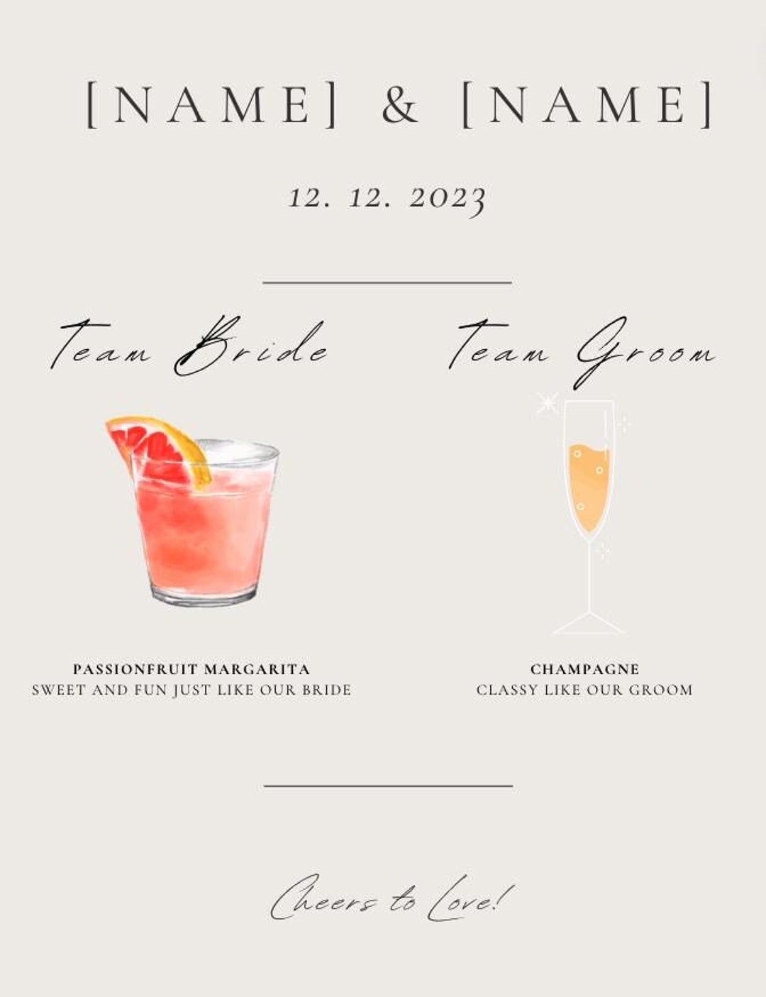 Bride and Groom Signature Drinks - Etsy