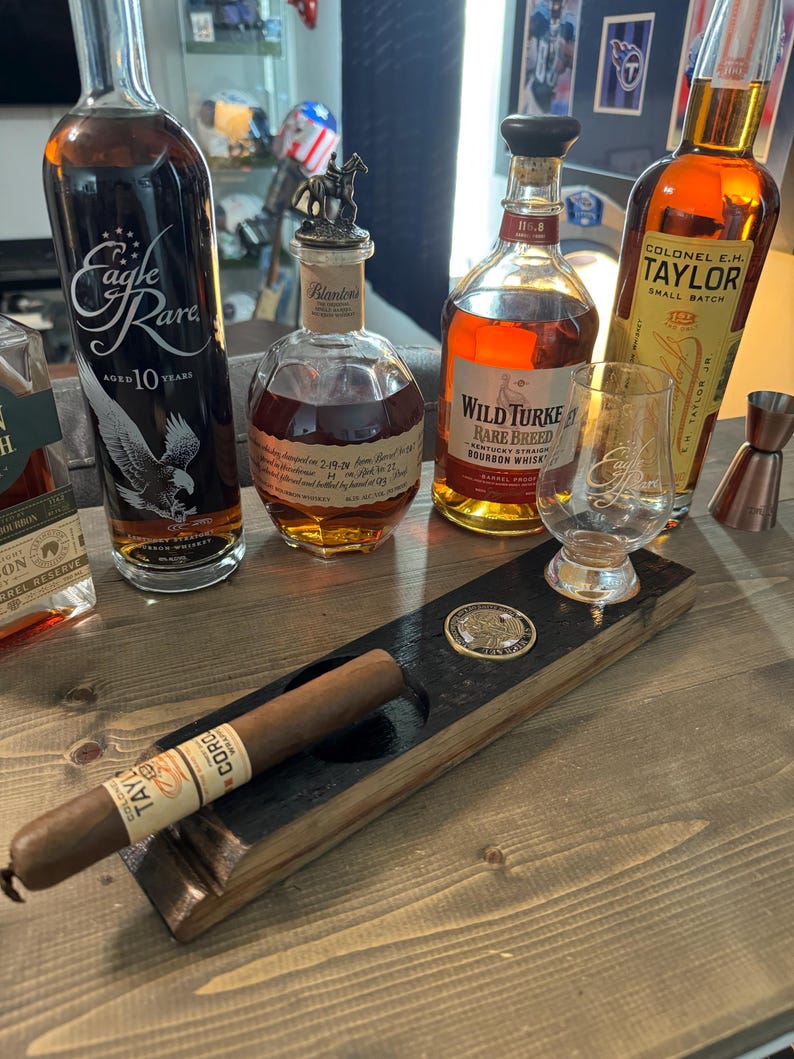 Cigar and Whiskey Holder With Challenge Coin Insert - Etsy