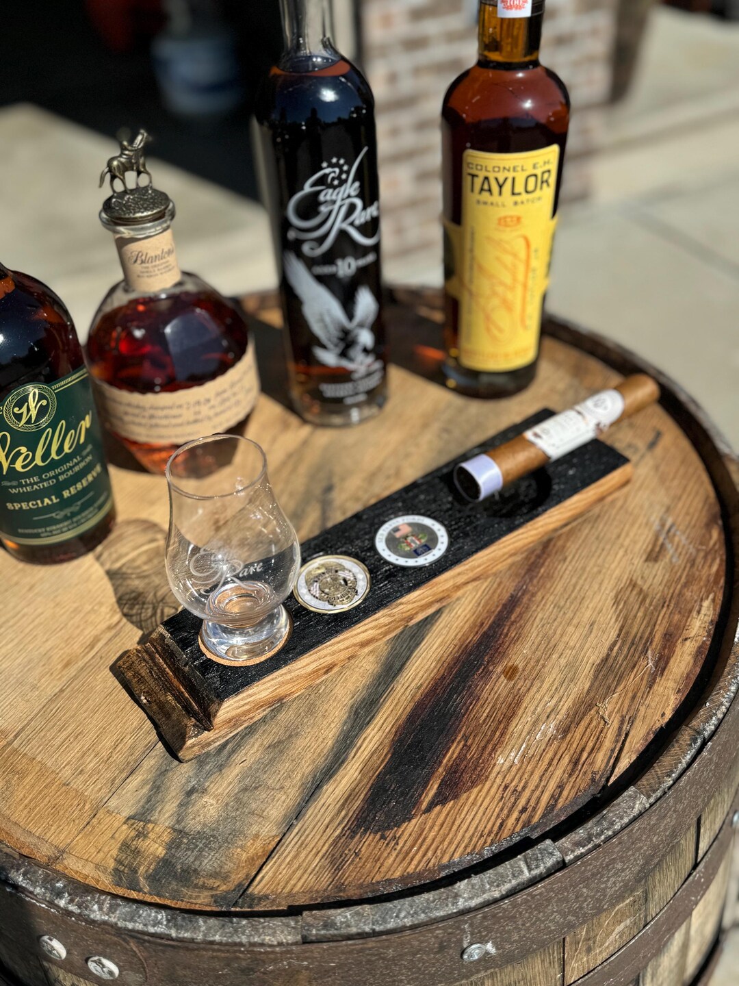 Cigar and Whiskey Holder With Challenge Coin Insert - Etsy