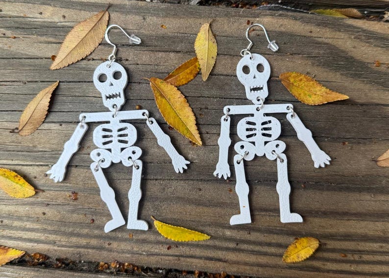 Skeleton Earring|3d Printed Earrings|halloween Themed Earrings ...