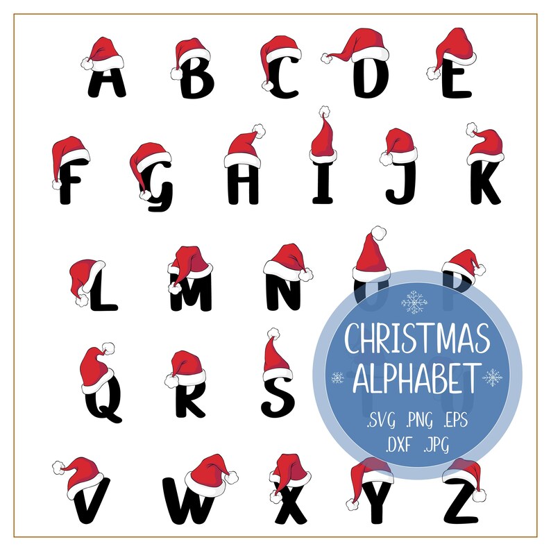 Christmas Alphabet .png, .eps, .svg, .jpg, .dxf Christmas A-Z Letters ...