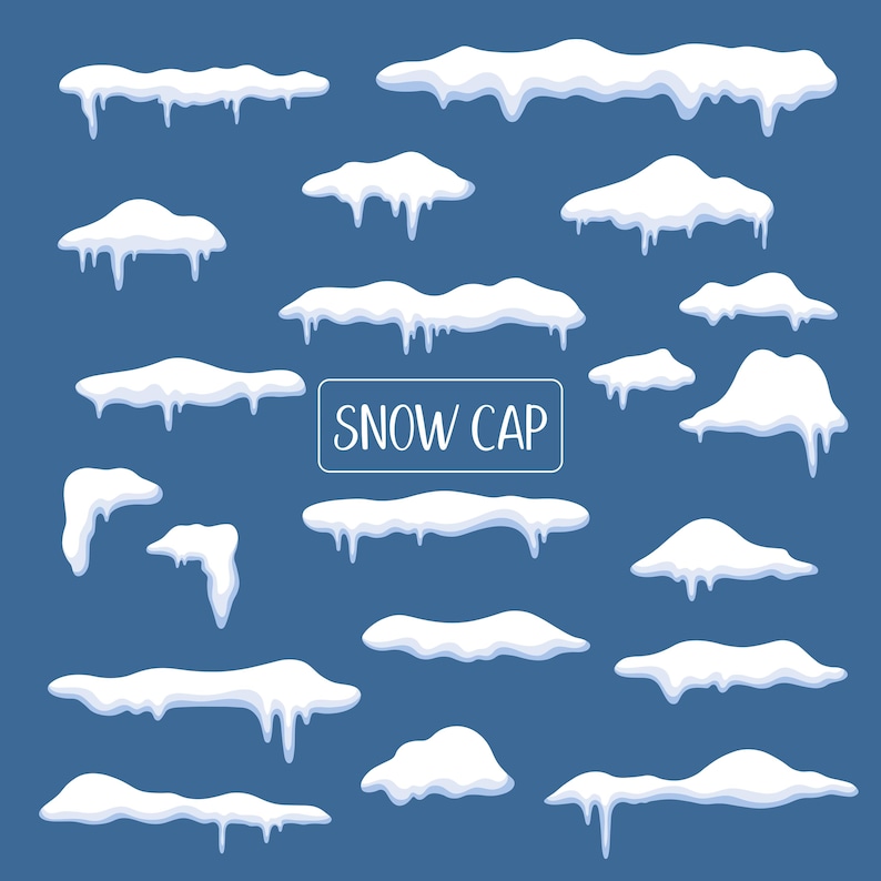 Snow Cap Clipart Set – Winter Drips, Ice Borders (PNG, SVG, EPS Files ...
