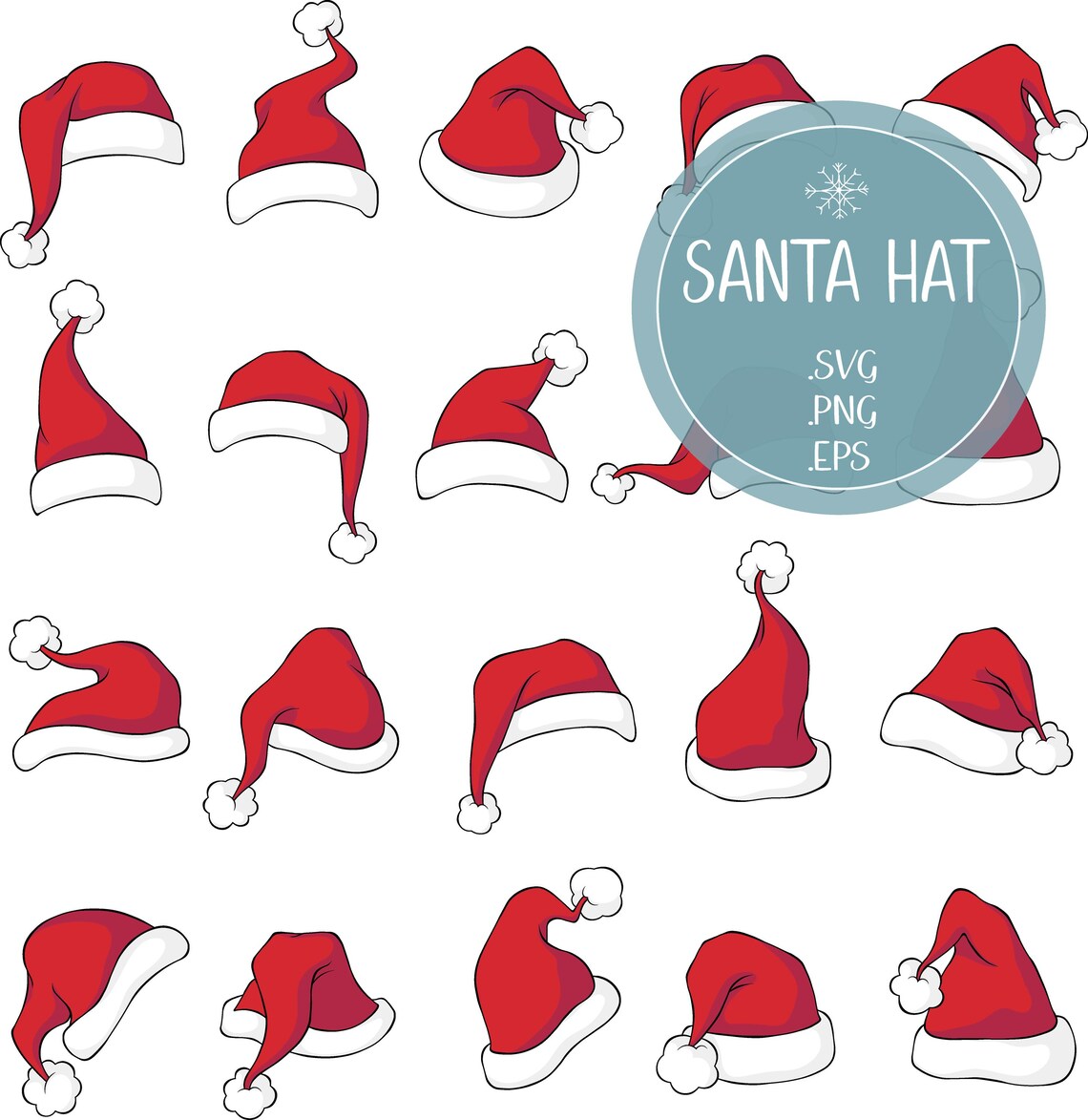 Santa Hat SVG, Christmas Hat .svg, .png, .eps Holiday Digital Download ...