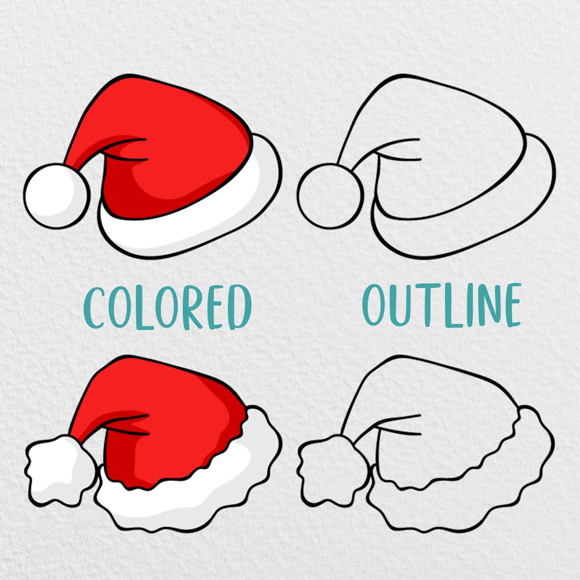 Santa Hats Clipart Set, 48 Christmas Hats Vector Bundle, Flat Red Santa ...