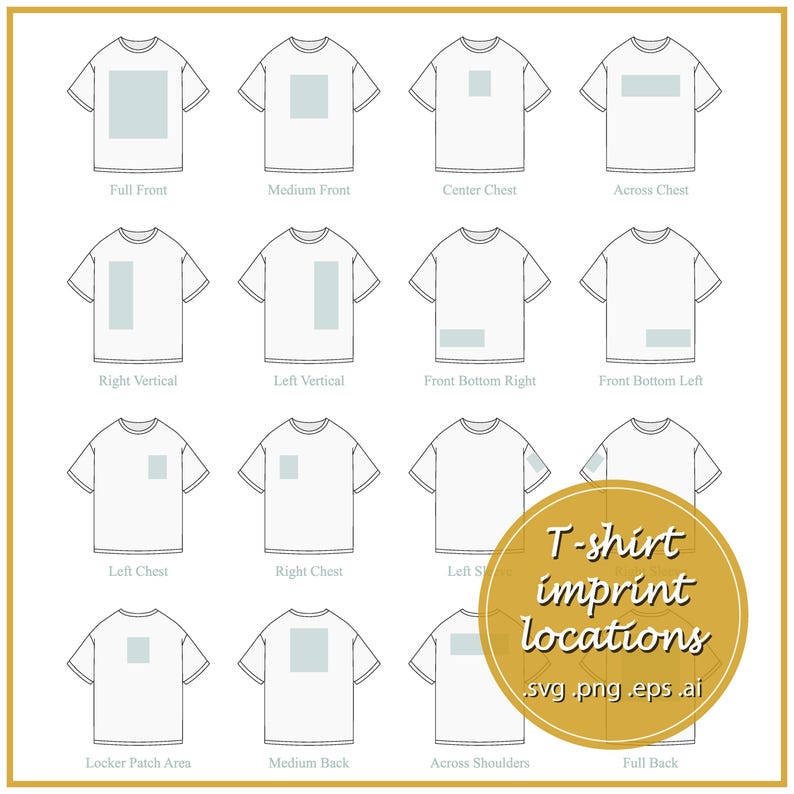 T-shirt Technical Drawing Regular Fit Imprint Locations Art Guidelines ...