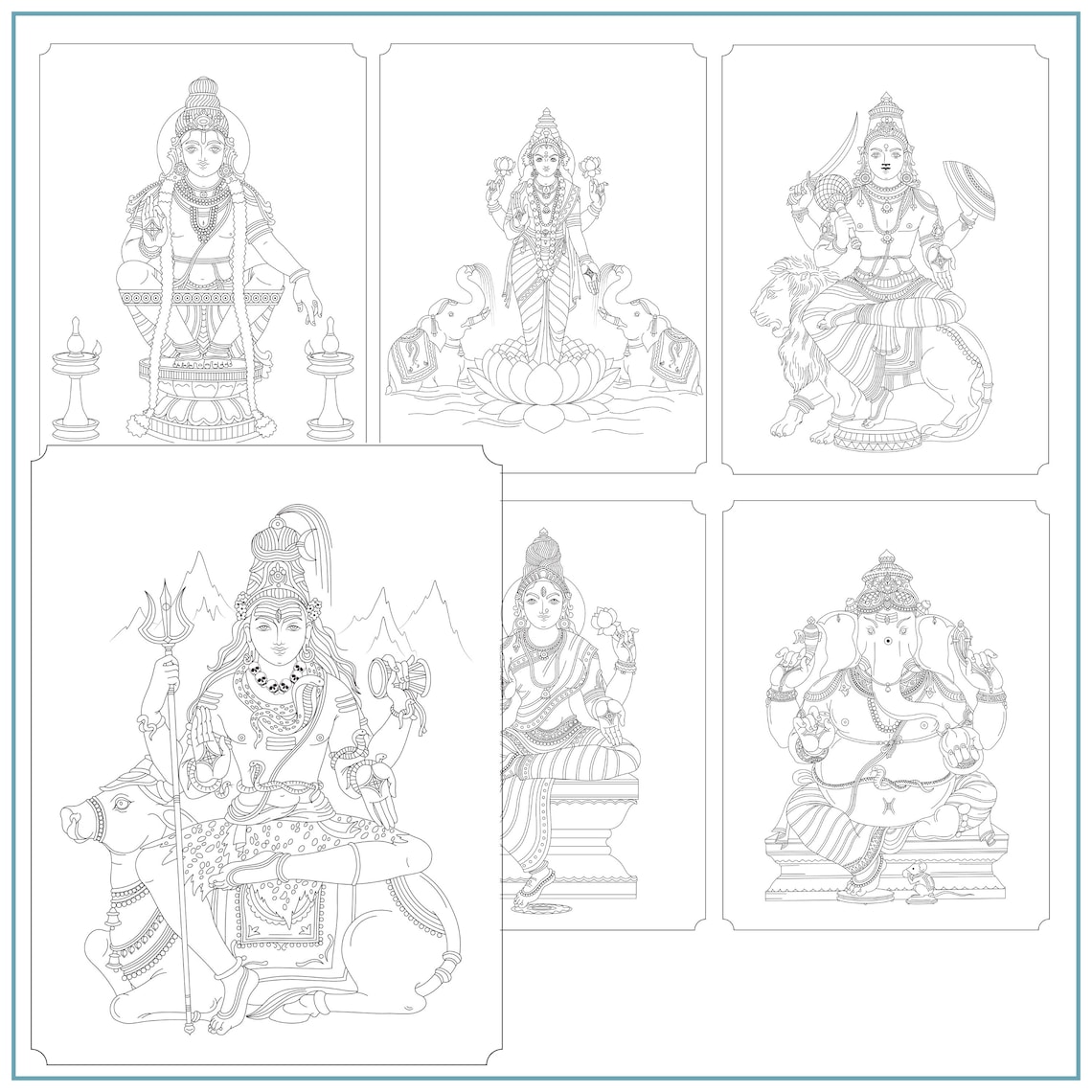 25 Indian Goddess Outline Vector Illustration Svg, Eps, Png, Hindu ...
