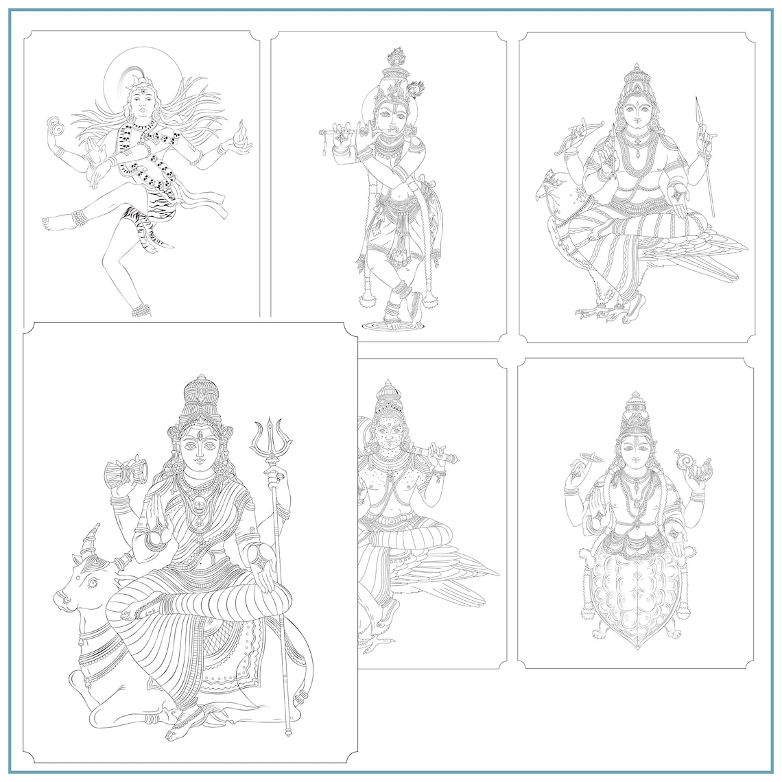 25 Indian Goddess Outline Vector Illustration Svg, Eps, Png, Hindu ...