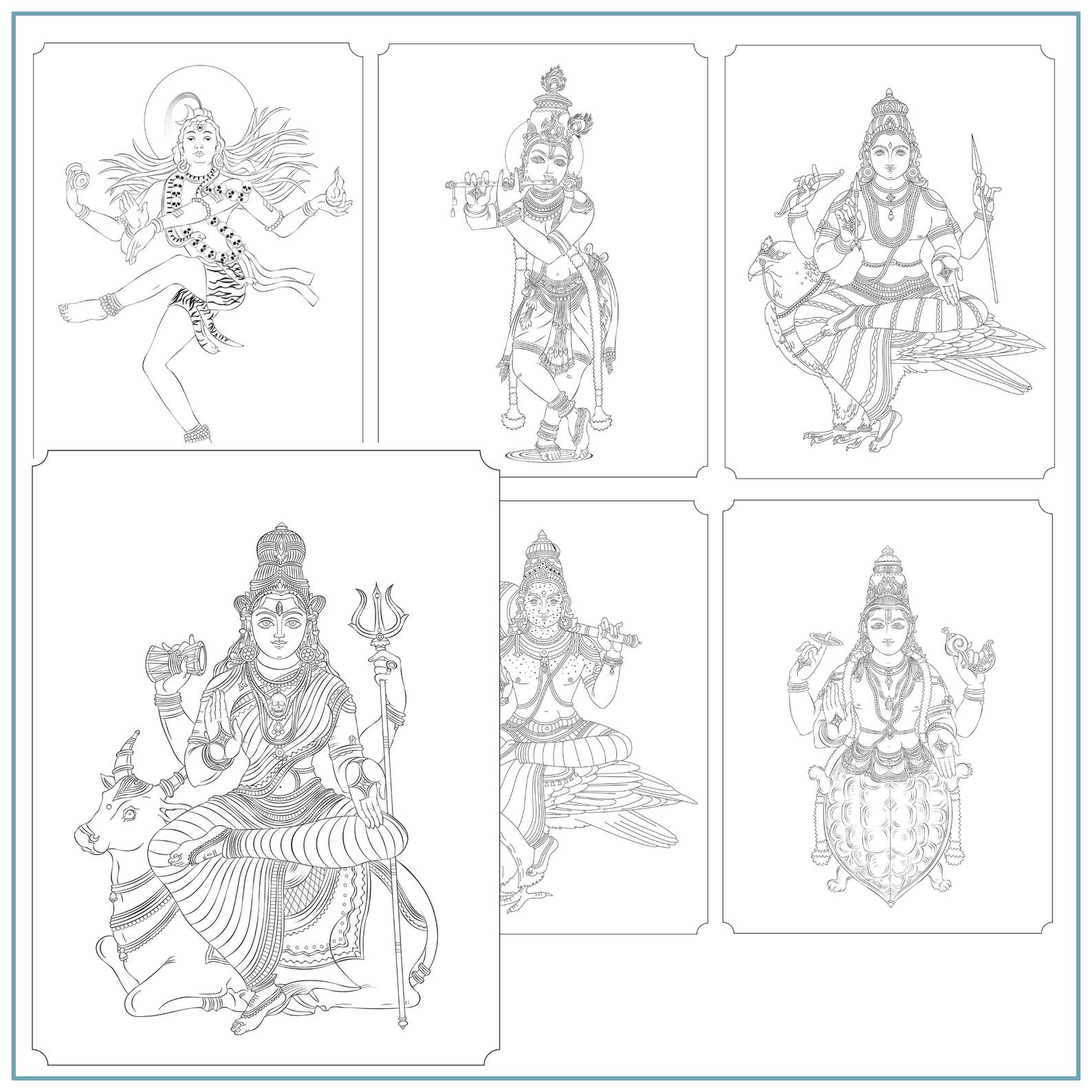 25 Indian Goddess Outline Vector Illustration Svg, Eps, Png, Hindu ...