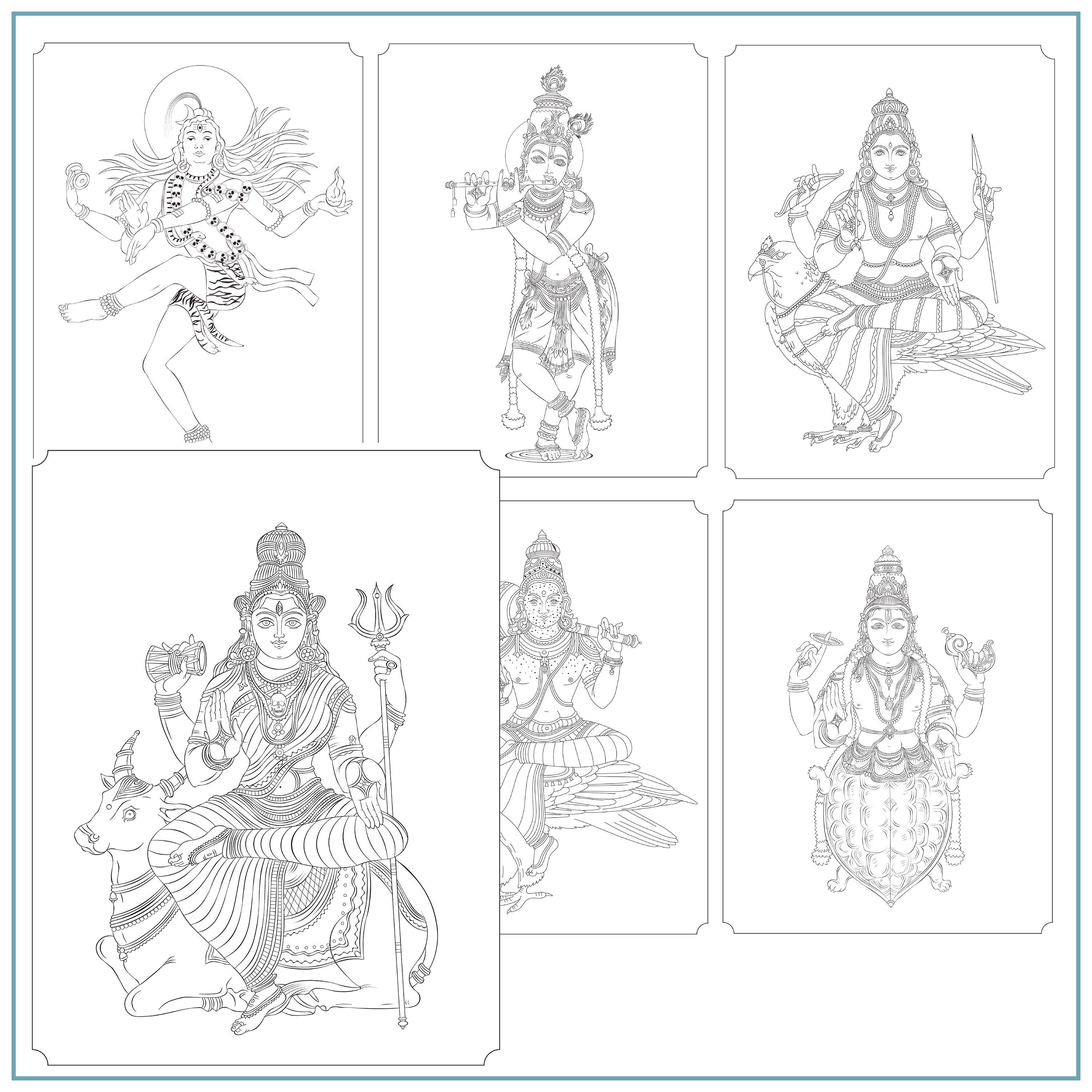 25 Indian Goddess Outline Vector Illustration Svg, Eps, Png, Hindu ...