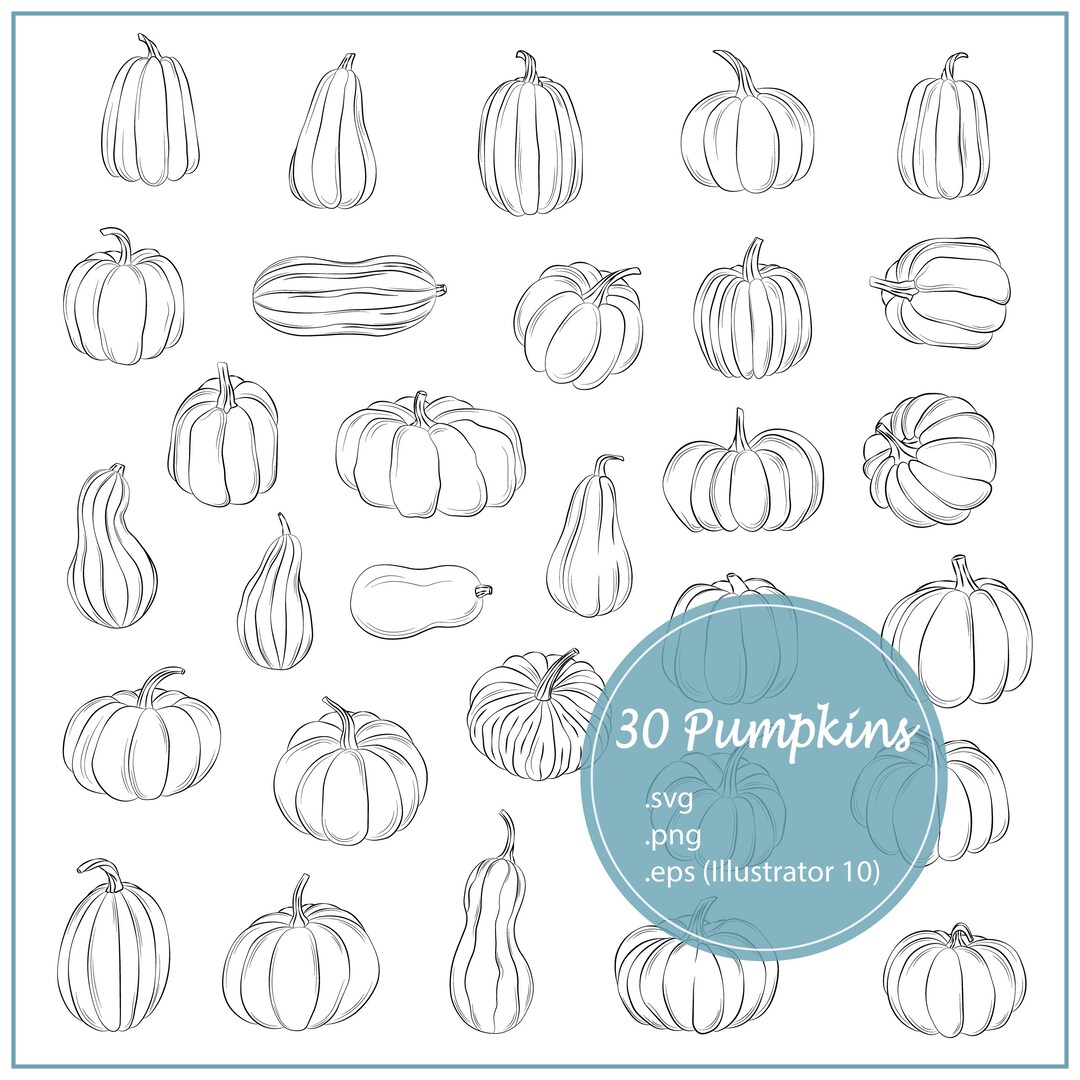 Pumpkin SVG Outline Bundle , Autumn Svg Png , Fall Svg , Thanksgiving ...