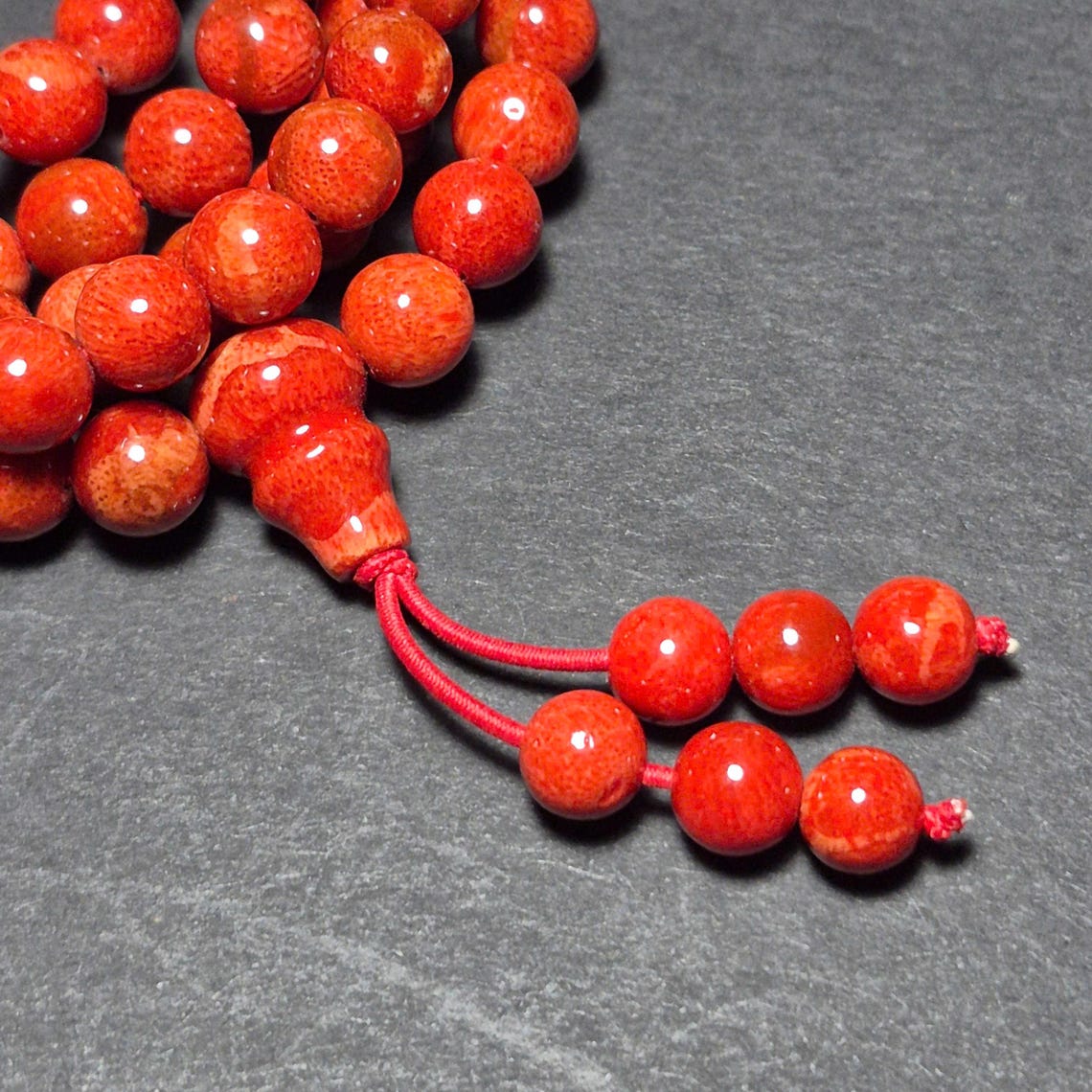 108 Red Coral Mala Beads, 8mm Natural Coral Meditation Bracelet ...