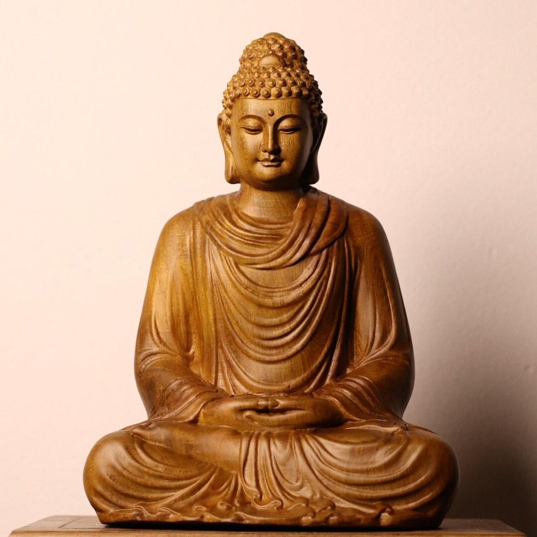 6x9x12cm Buddha Cypress Wood Statues for Home Decoration, Meditation ...