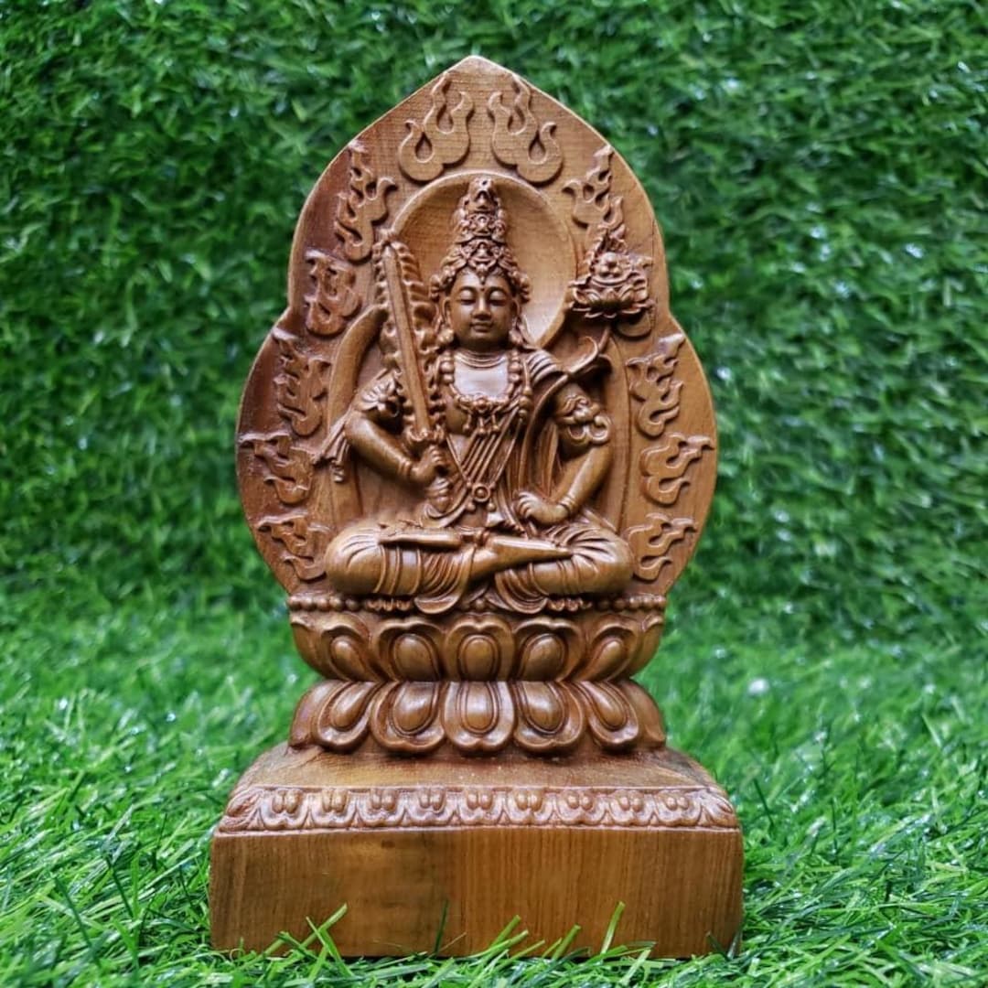 8x4x15cm Akasagarbha Bodhisattva Cypress Wood Statues, Buddha Statue ...