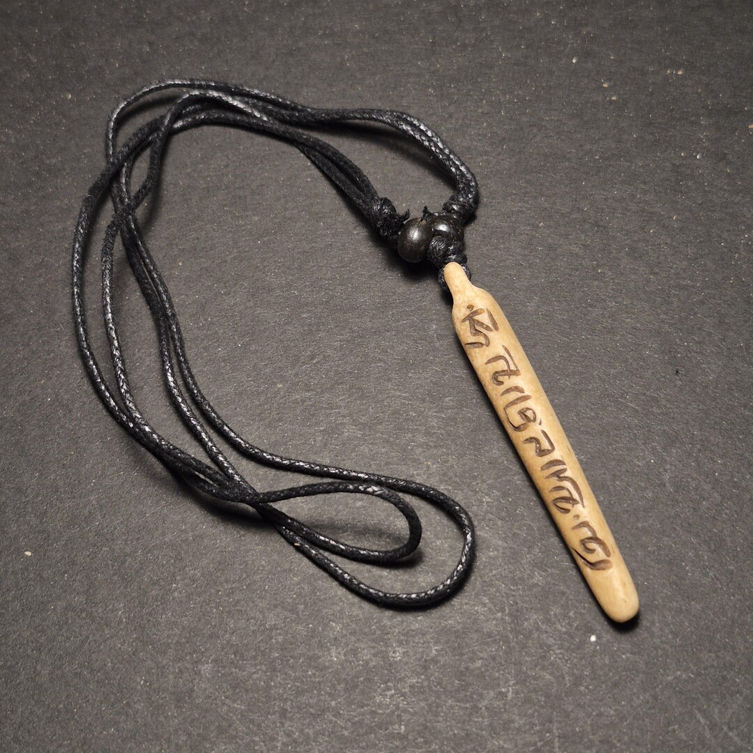Yak Bone Om Mani Padme Hum Necklace, Six Word Mantra Tibetan Necklace ...