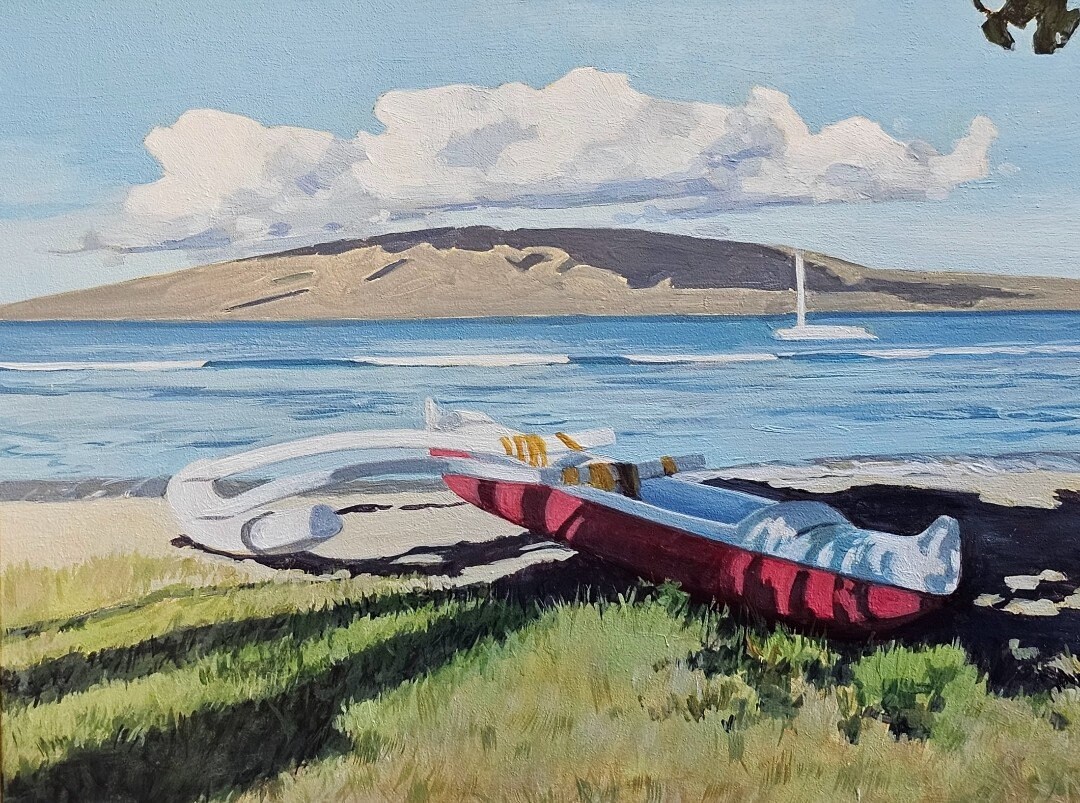 Maui Art, Lahaina Art, Outrigger Canoe in Lahaina, Maui, Beach in Maui ...