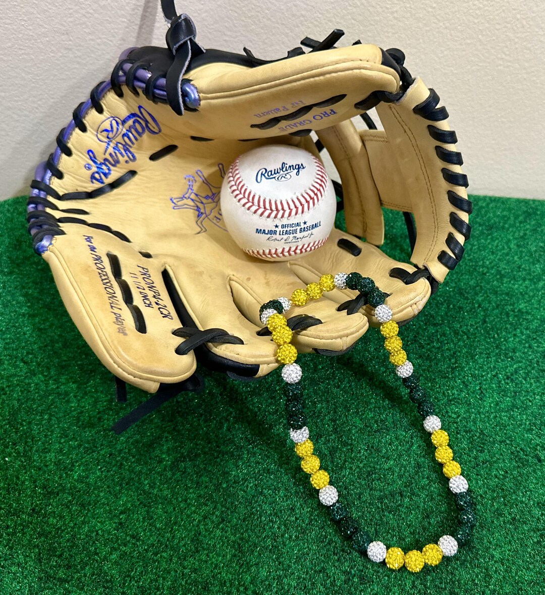 Green Bay Packers Inspired Baseball Sports Drip Rhinestone Beaded ...