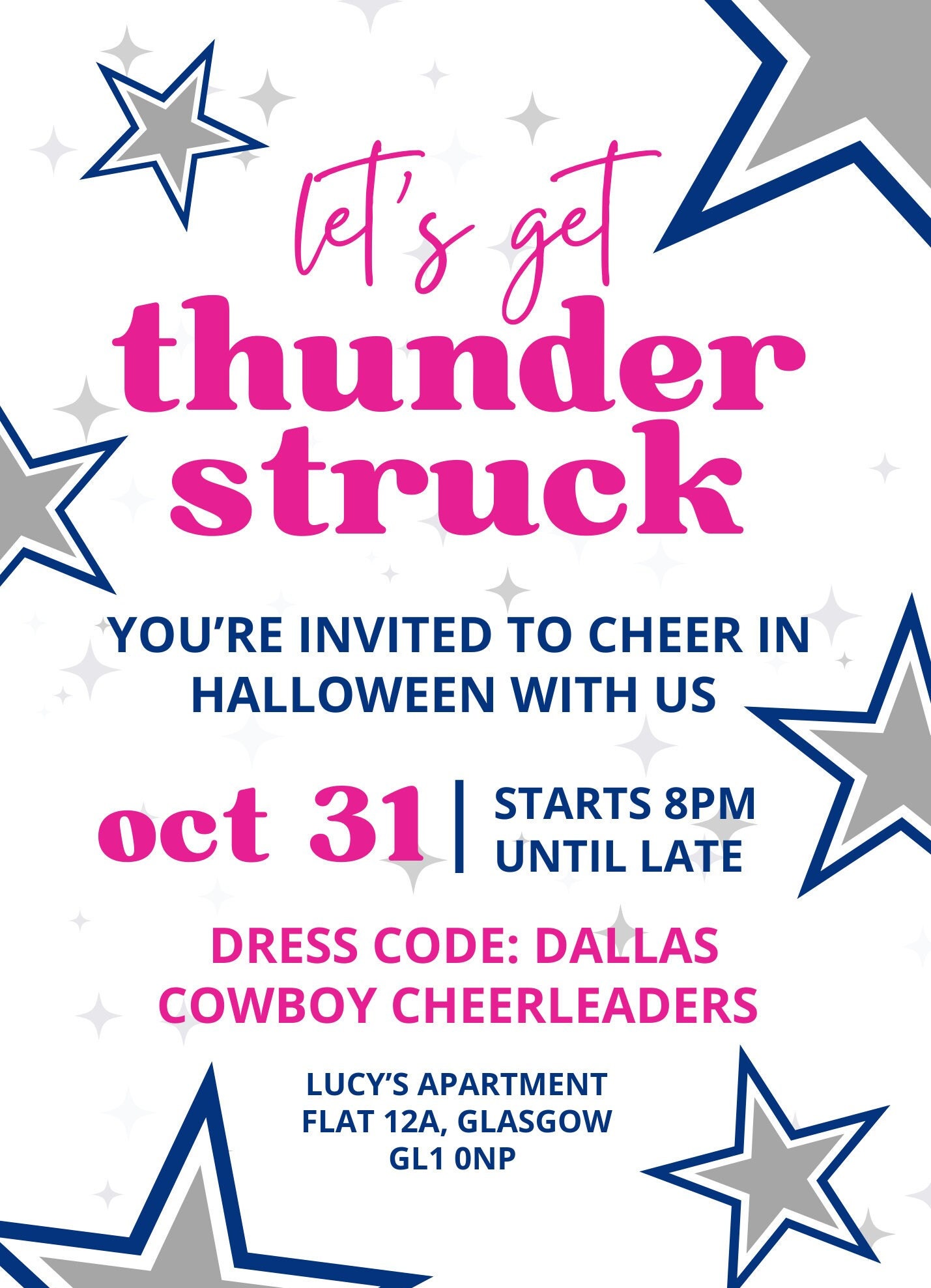 Dallas Cowboys Cheerleaders Halloween Party Invitation | Editable ...