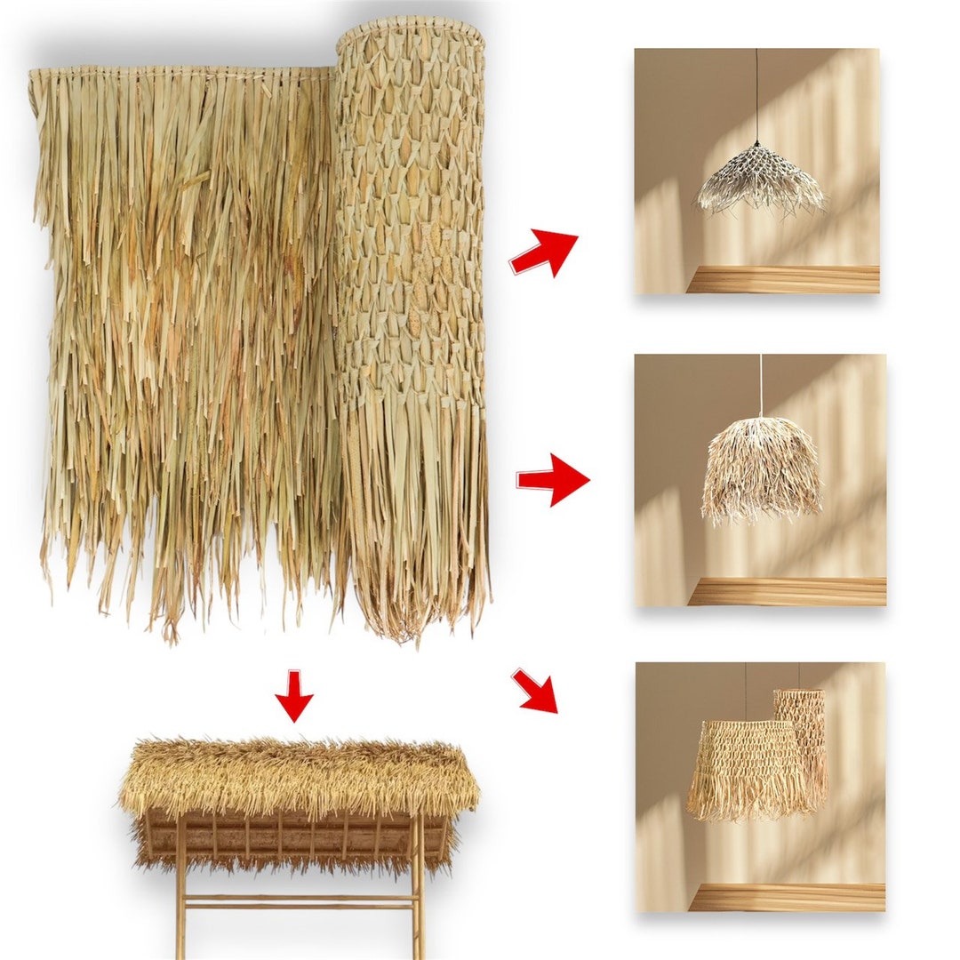 60'' X 32'' Tiki Coconut Leaf Woven Grass Mat Best Grass Roll on the ...